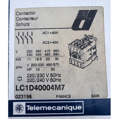 TELEMECANIQUE CONTACTEUR LC1 D40004M7 x1