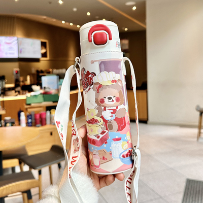 diller男女学生卡通吸管保温水杯