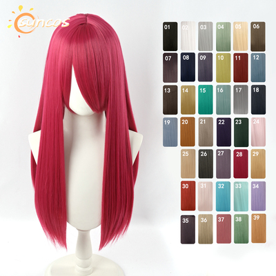 SUNCOS中分长头皮窝窝款加厚60CM万用cos假发玫瑰内网现货无短毛