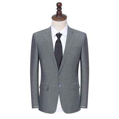 鸟家西服男灰色两粒扣贝壳扣修身春秋款商务正装职业西装61031