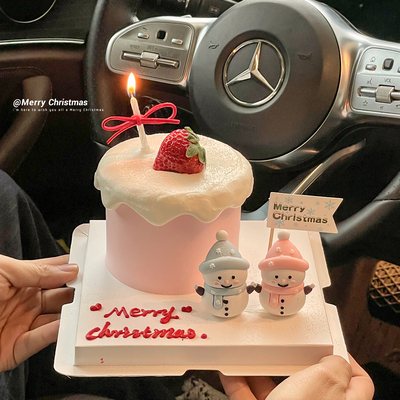 2025网红圣诞节可爱小雪人蛋糕装饰摆件情侣节日派对烘焙装扮插件