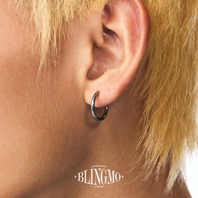 BLINGMO F136钛合金植入级耳环男大号加粗素圈情侣养耳洞防过敏