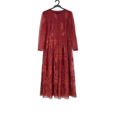 刺绣蕾丝喜庆色系连衣裙女