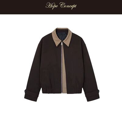 HOPECONCEPT静奢美学时髦精挚爱50超细羊毛复古撞色夹克外套06204