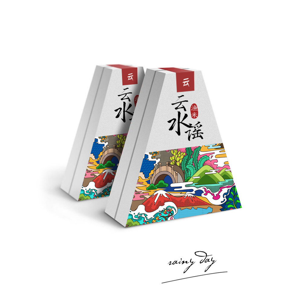 原创产品手绘包装设计 国潮国风插画 动漫卡通风景食品包装设计