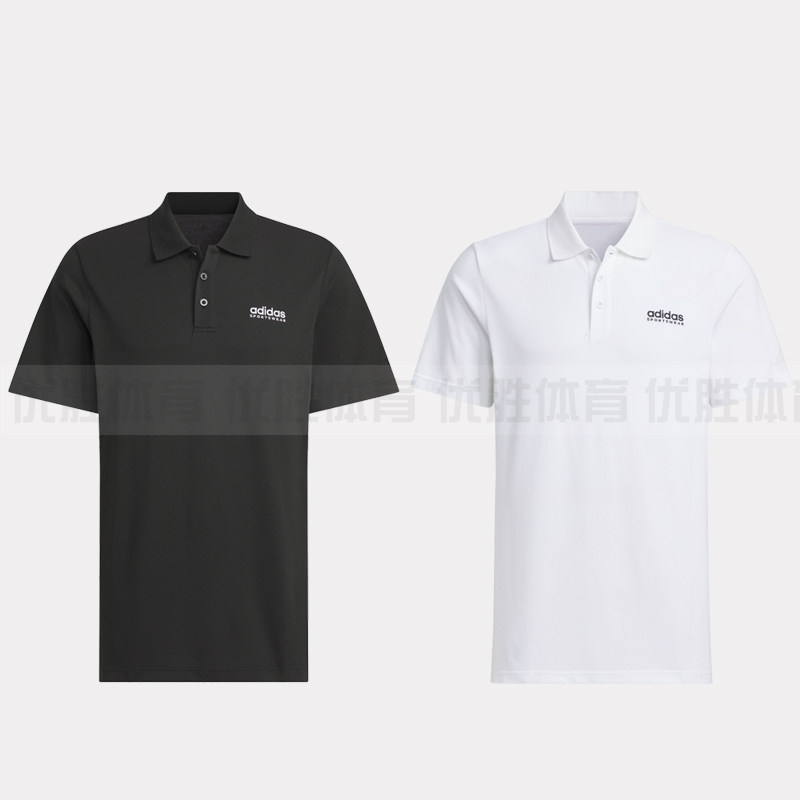 Adidas阿迪达斯V SOLID POLO男子学院风运动休闲短袖POLO衫JI9052
