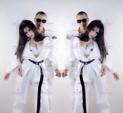 白色连体工装裤演出服来图定制