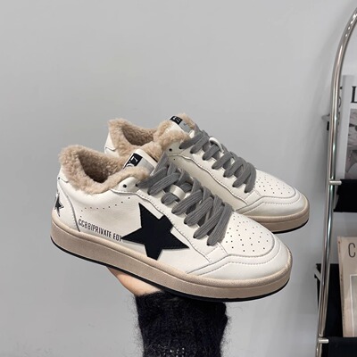 IG小白鞋厚底羊羔毛加绒板鞋