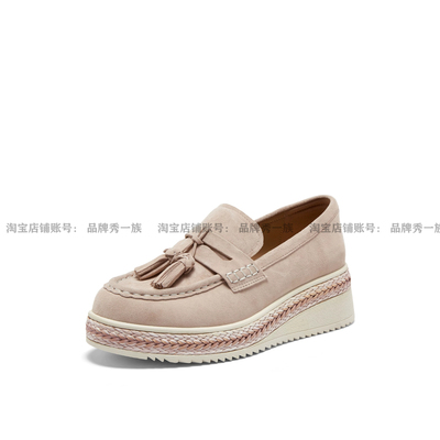 榛子拿破仑26新款同款羊皮一脚蹬渔夫鞋坡跟厚底乐福鞋女B0575AA6