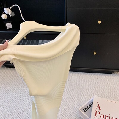 复古气质一字肩条纹针织衫夏季时尚修身显瘦温柔风露肩上衣57114