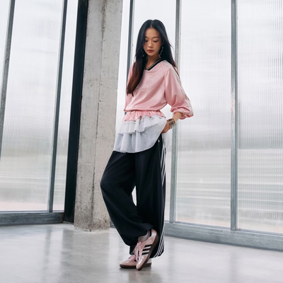 三叶草FB TP女子屁帘松弛感优雅宽松阔腿运动裤长裤KS1431 1430