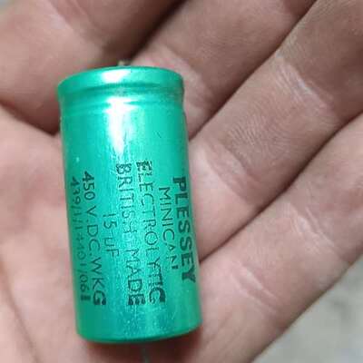 可维修英国PLESSEY 15uF 450V电解电容器