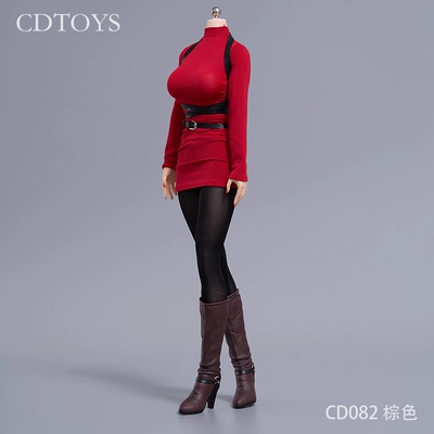 现货cdtoys cd082 1/6 女兵人 紧身连衣裙 风衣 套装鞋子是实心