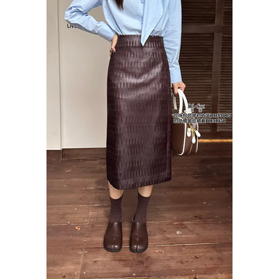 2025新款高腰显瘦蛋白皮半身裙