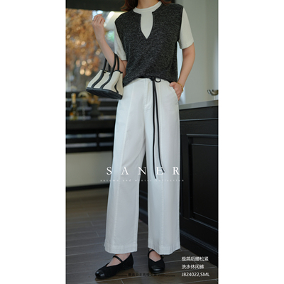 极简后腰松紧洗水休闲百搭裤