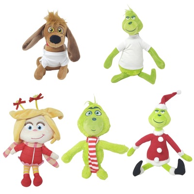 跨境热销热转印圣诞怪杰毛绒玩具Grinch绿毛怪格林奇动漫卡通公仔