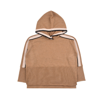 D1808西班牙 三色舒适柔软女童针织连帽休闲运动卫衣毛衣上衣