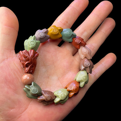 天然阿拉善彩玉神龙护主手链手串双面精雕精工俏色雕刻男女新款