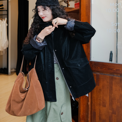 麂皮外套女春季新款宽松百搭