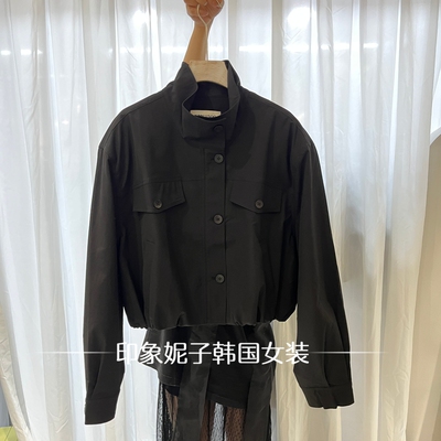 秋季立领多口袋宽松短外套女