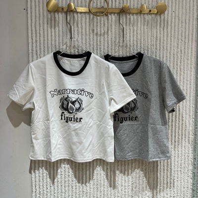 欧洲站夏季撞色领卡通女短袖T恤