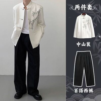 春秋款新中式男装中国风西服套装