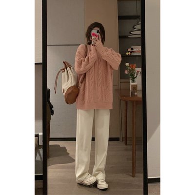 高腰慵懒百搭微拖地休闲裤