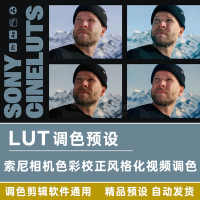 LUT调色预设 索尼相机色彩校正风格化视频电影调色灰片还原