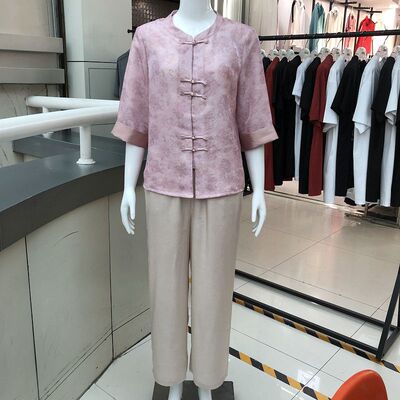 希曼琳8628 中年新中式套裤女2026夏季新款韩版休闲妈妈两件套装