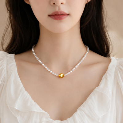 【星月】天然金色珍珠项链 轻奢高端气质锁骨链颈饰女吊坠 送礼盒