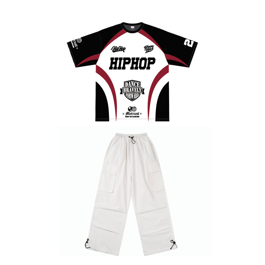 蜜丘琳美式嘻哈风HIPHOP儿童街舞演出服套装男夏季宽松运动套装