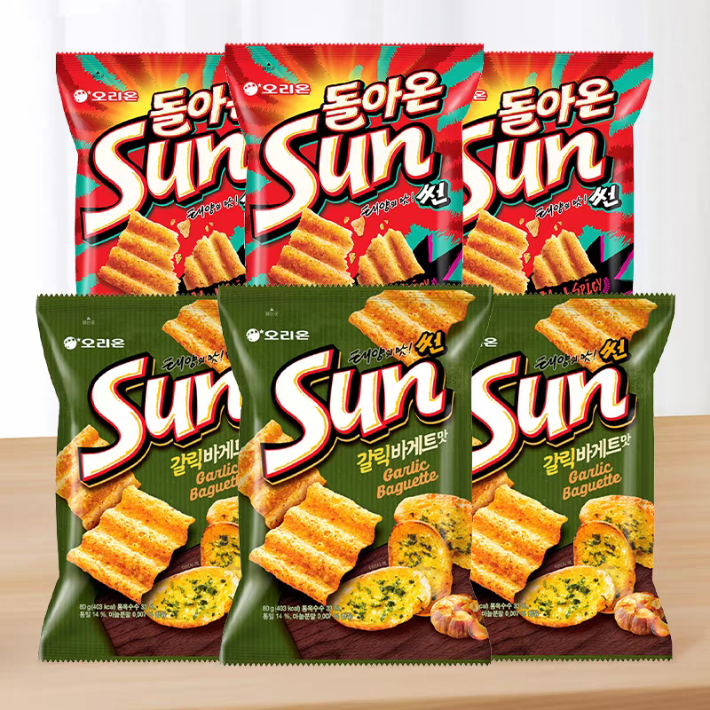韩国进口好丽友sun太阳蒜香辣味玉米脆片海伦斯同款膨化薯片零食 商品图