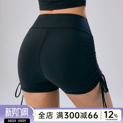 Choc女孩夏季运动短裤女紧身抽绳透气瑜伽裤跑步骑行健身三分裤