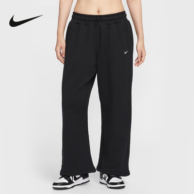 Nike耐克运动裤女子2025冬季休闲宽松针织保暖直筒长裤HV1948-010