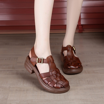 软底真皮凉鞋妈妈鞋夏原创手工