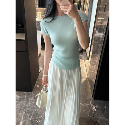 温柔风修身显瘦弹力短袖T恤女