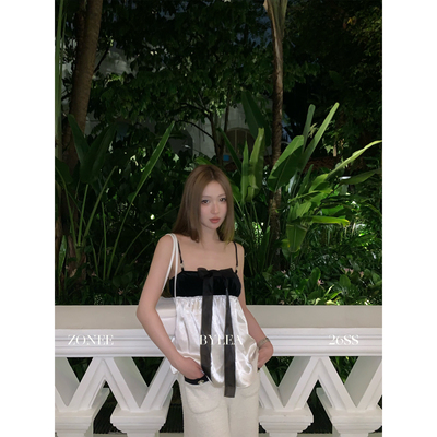ZONEE/LEA宋亦雯复古蝴蝶结吊带