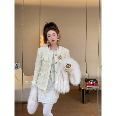 ZONEE 小香美学表达 原创设计法式简约精致100羊毛羔毛小香外套