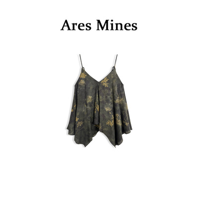 【盛朗熙AresMines】墨影花垂 复古印花设计不规则吊带背心上衣夏