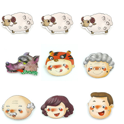 儿童课本剧舞台演出小绵羊人物面具 狼来了童话故事表演头饰道具