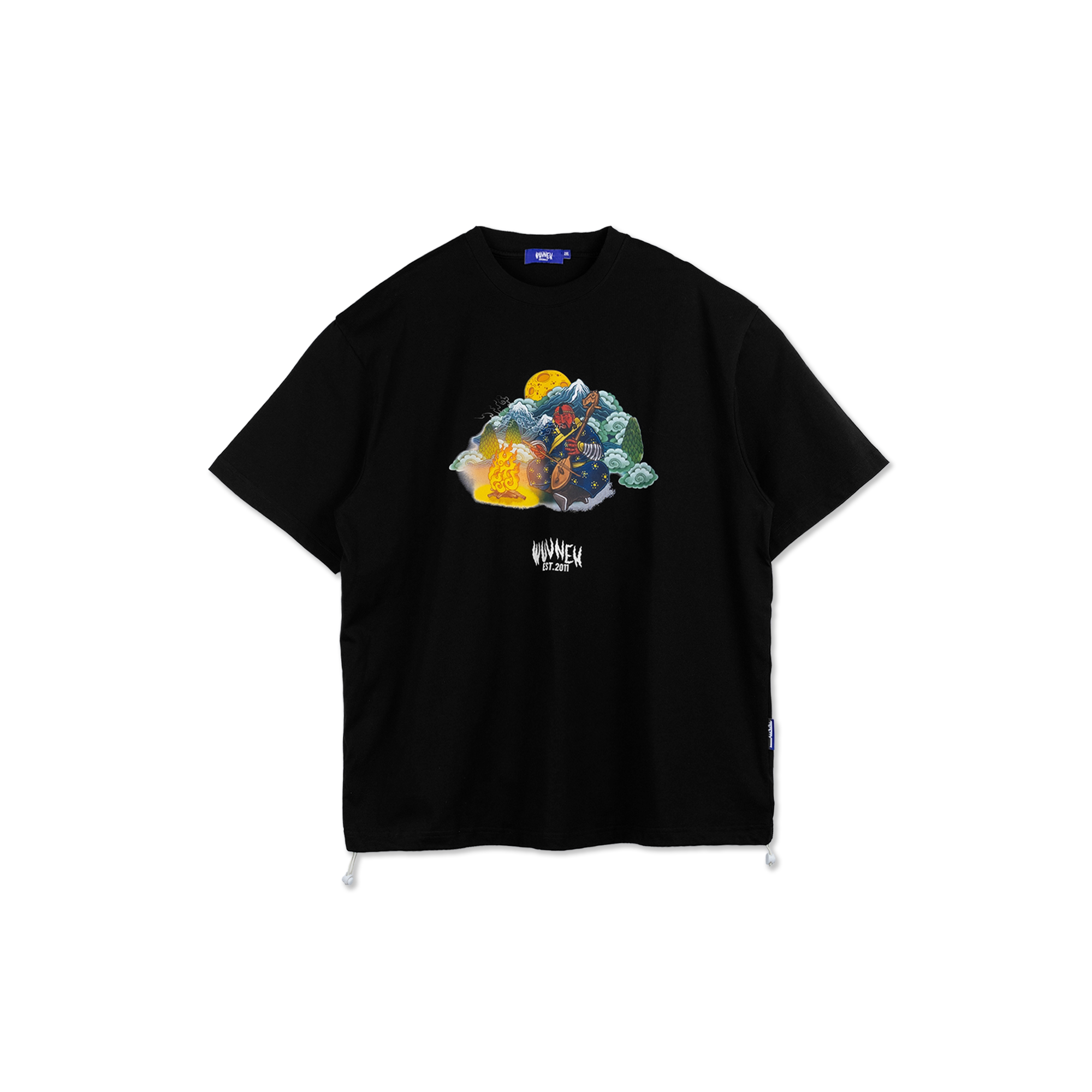 無南WUVNEN官方新品《呼麦蒙古人》系列印花人物款抽绳T恤