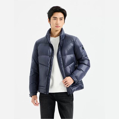 B5DRF2311S利家男士冬季舒适简约时尚立领拉链修身百搭保暖羽绒服