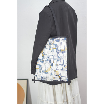 upgranule 油画包 小众设计师几何印花帆布包女单肩大容量通勤包