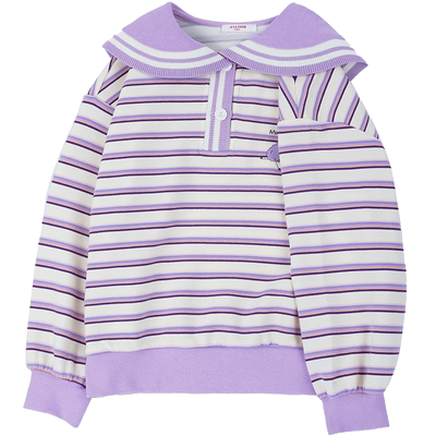 大童翻领卫衣条纹潮款长袖T恤