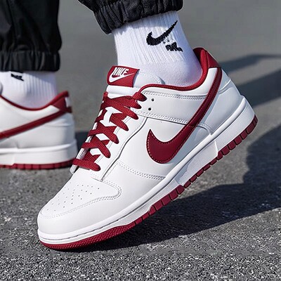 NIKE耐克男子2026新款DUNK LOW RETRO白红板鞋休闲鞋HF5441-008