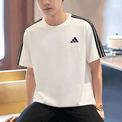 adidas阿迪达斯男子短袖T恤26秋季新款圆领透气纯棉运动服KR2491