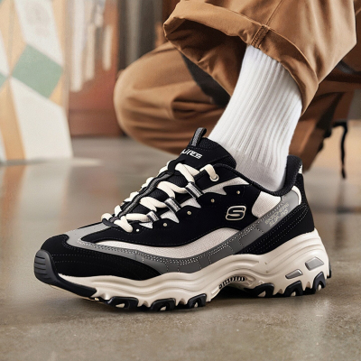 Skechers斯凯奇男鞋闪穿熊猫鞋厚底休闲鞋秋季运动鞋老爹鞋232422