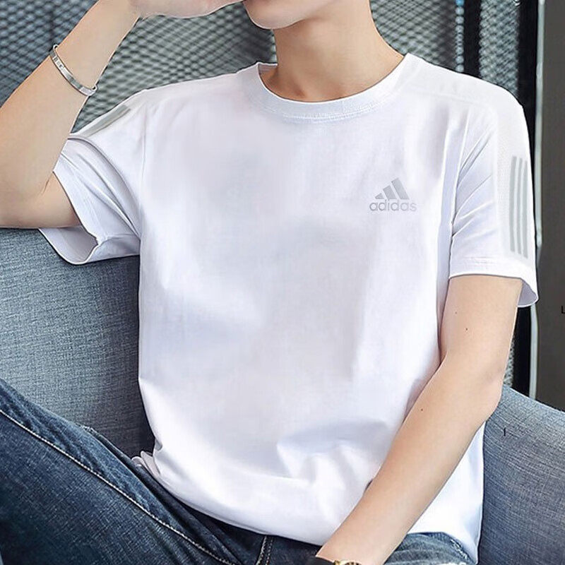 阿迪达斯官网速干短袖男2023秋季新款跑步运动透气宽松T恤HB7444_虎窝淘