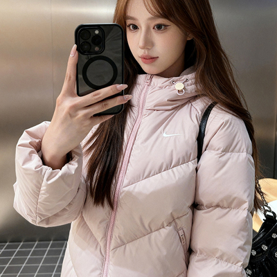NIKE耐克女羽绒服夹克粉色STORM-FIT宽松连帽拒水外套HV5236-667
