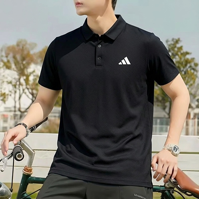 Adidas阿迪达斯男装黑色短袖POLO衫26秋季新款运动服T恤HR8730